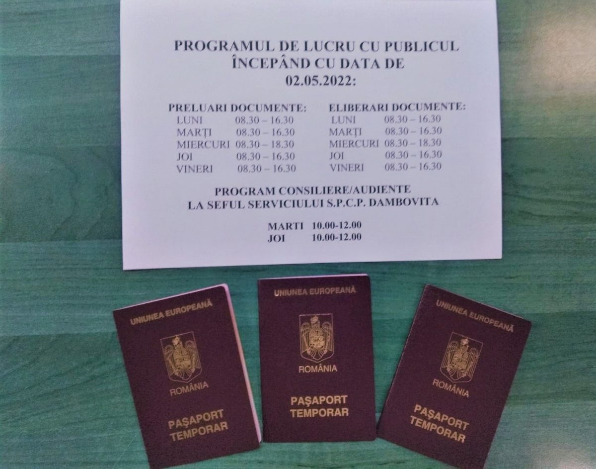 DE LUNI, 2 mai, se schimbă programul la Serviciul Pașapoarte